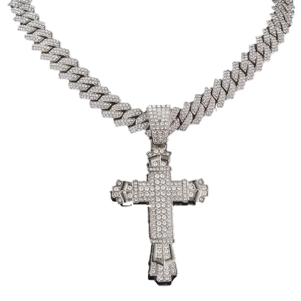 Men's Luxurious Stylish Iced Out Cross Pendant And Iced Out Chain ...