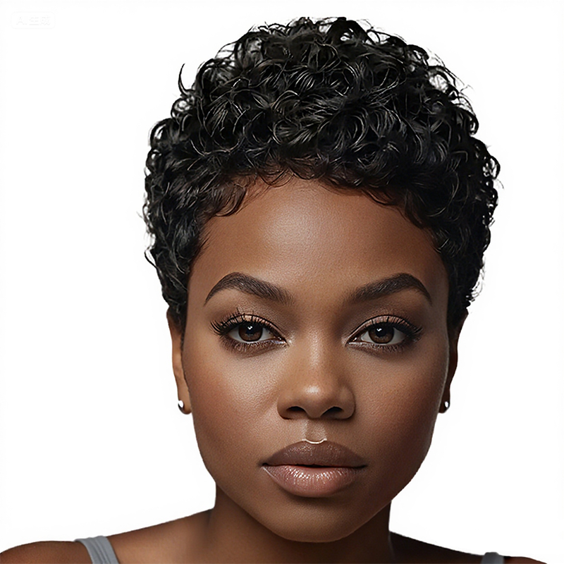 SUNRAY Afro Curly Pixie Wig - Human Hair Wig For Women Party & Daily ...