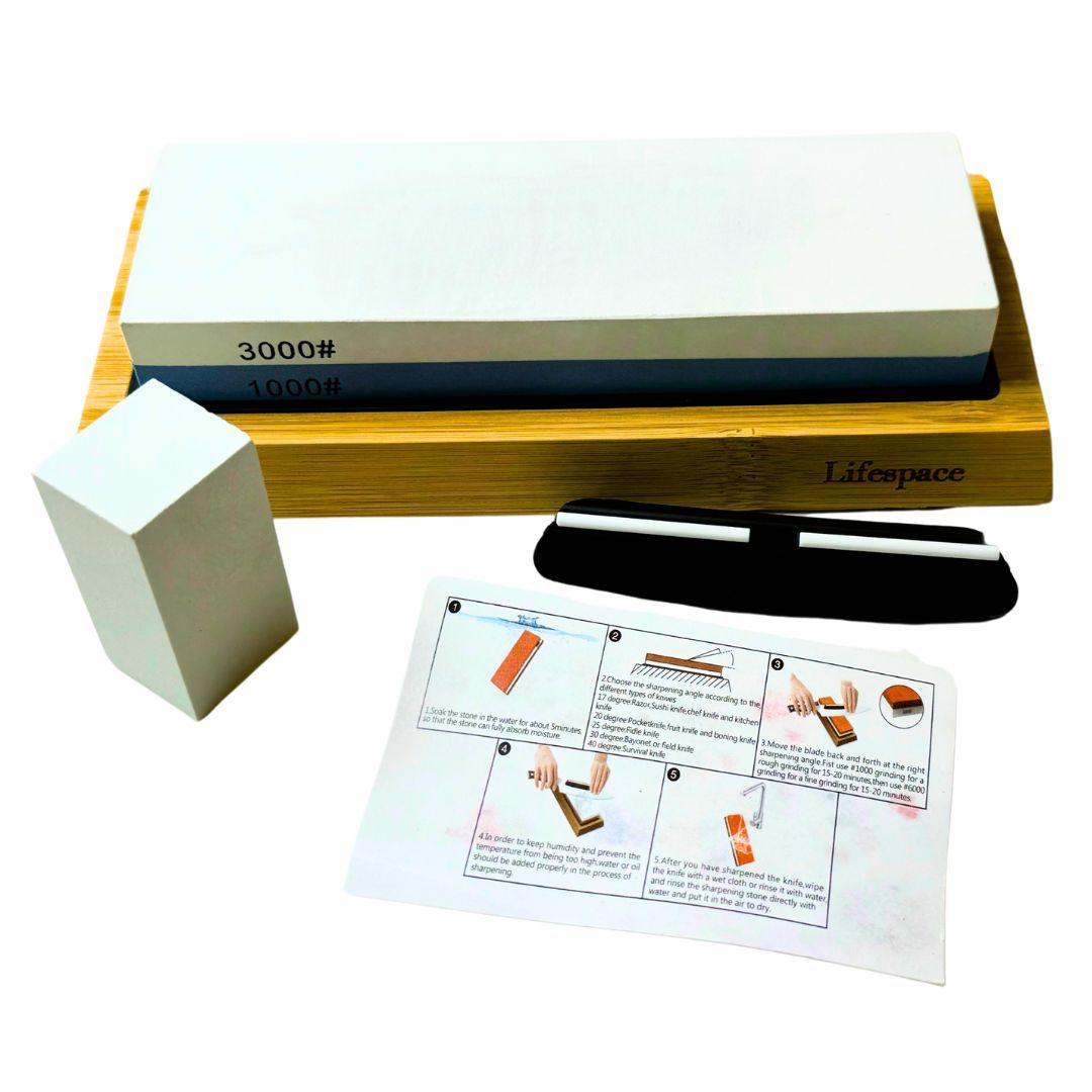 Lifespace Premium Whetstone Dual-Sided Sharpening Kit w Angle Guide ...