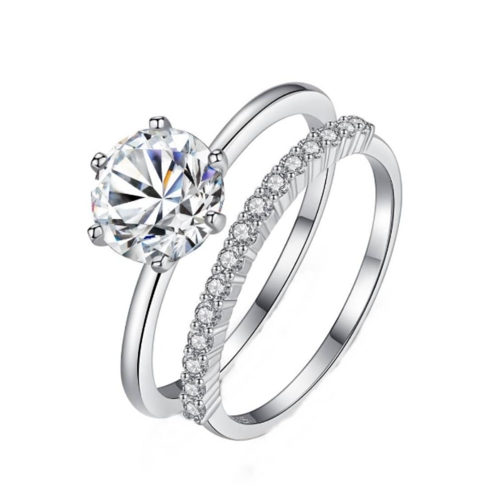 Center Moissanite Stackable Engagement Rings Eternity Promise Wedding ...