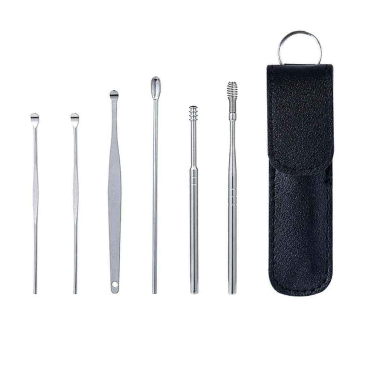 6 in 1 Ear Pick Cleaner Set Stainless Steel With Storage Bag | Shop ...