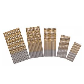 Titanium Coated HSS Plated Twist Drill Bit Set - 50 Piece - 1/1.5/2/2.5 ...