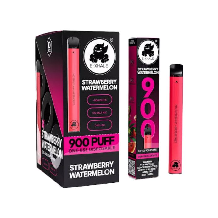 E-Xhale 900 Puffs Disposable Vapes - Strawberry Watermelon (Box of 10 ...