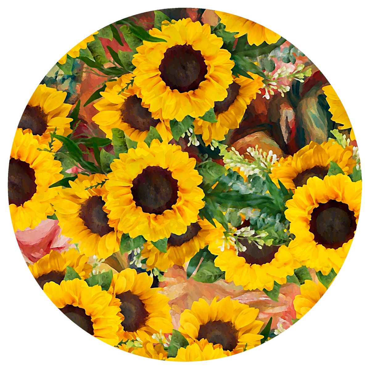 Arrangement of Sunflowers Round Tablecloth | Shop Today. Get it ...
