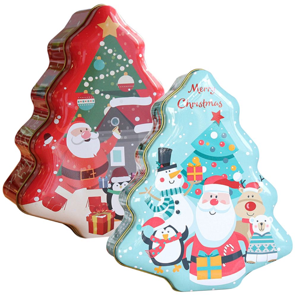 Home Décor Christmas Tree Shaped Cookie Candy Storage Tin 2 Set - 18 x ...