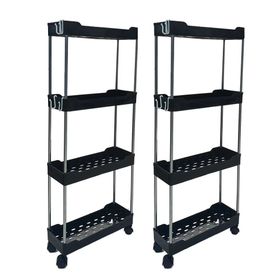 2 Pieces 4-Tier Black Removable Storage Rack with Wheels | Shop Today ...