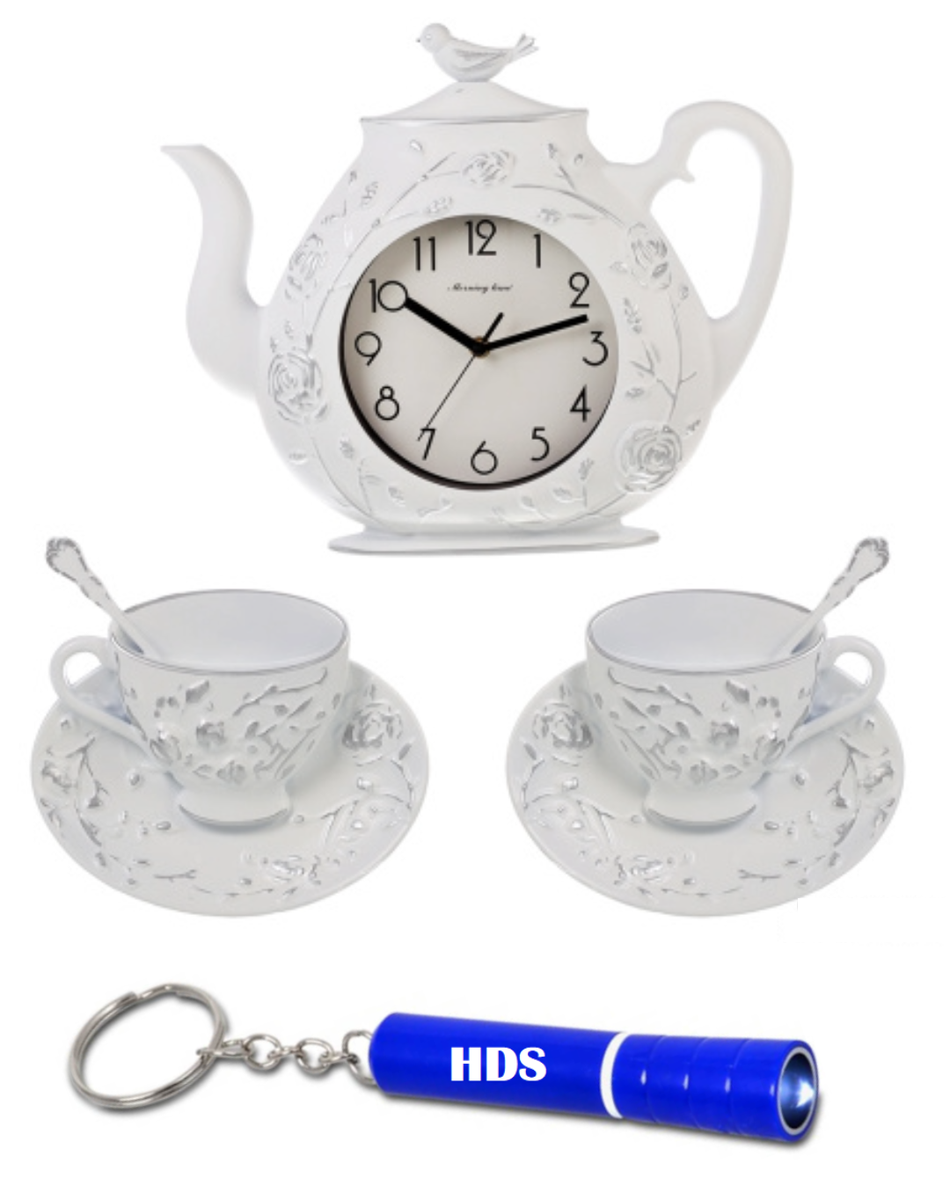 Large Morning Time Wall Clock - Tea Pot Themed with HDS Torch | Shop ...