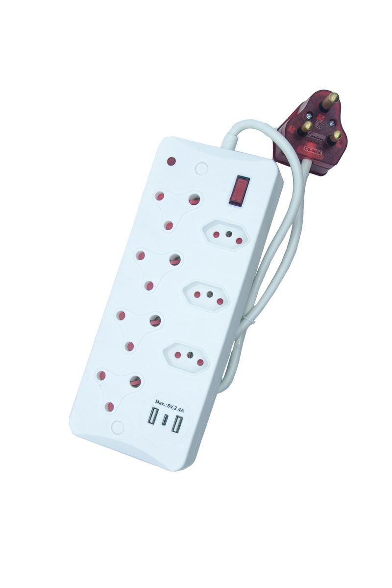 Condere 7-Way Multi Socket-outlet with USB Ports and Surge Protected ...