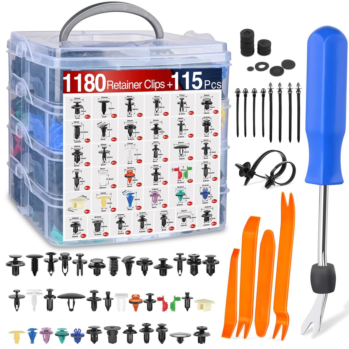 1295Pcs Car Push Retainer Clips Auto Fasteners Kit Bumper Fender Rivets ...