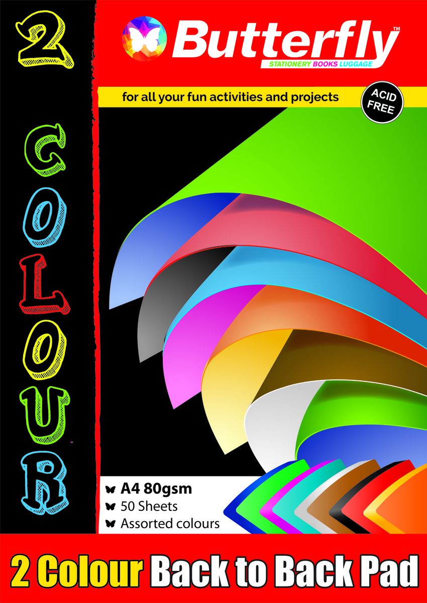 Butterfly Back To Back Paper Pad - 2 Colour A4 50 Sheets | Shop Today ...