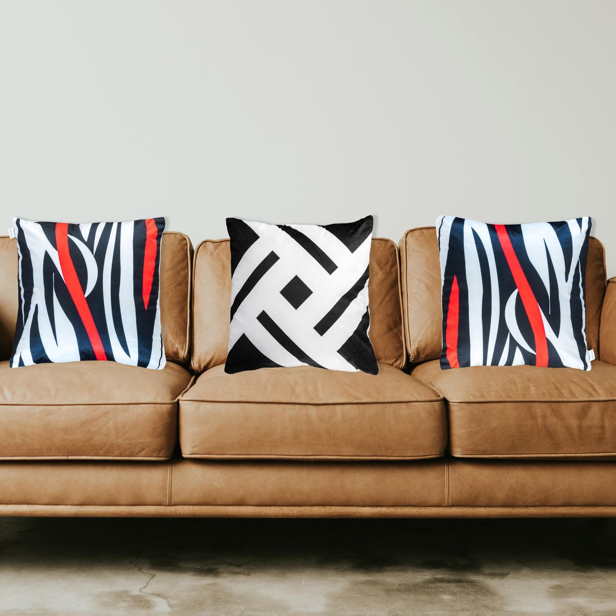 Creative Deco SET OF 3 CRIMSON ACRES Velvet Cushions with Filling ...