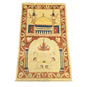 144 x 88cm HandMade Orange/Blue/Beige Chobi Prayer Afghan Rug | Shop ...