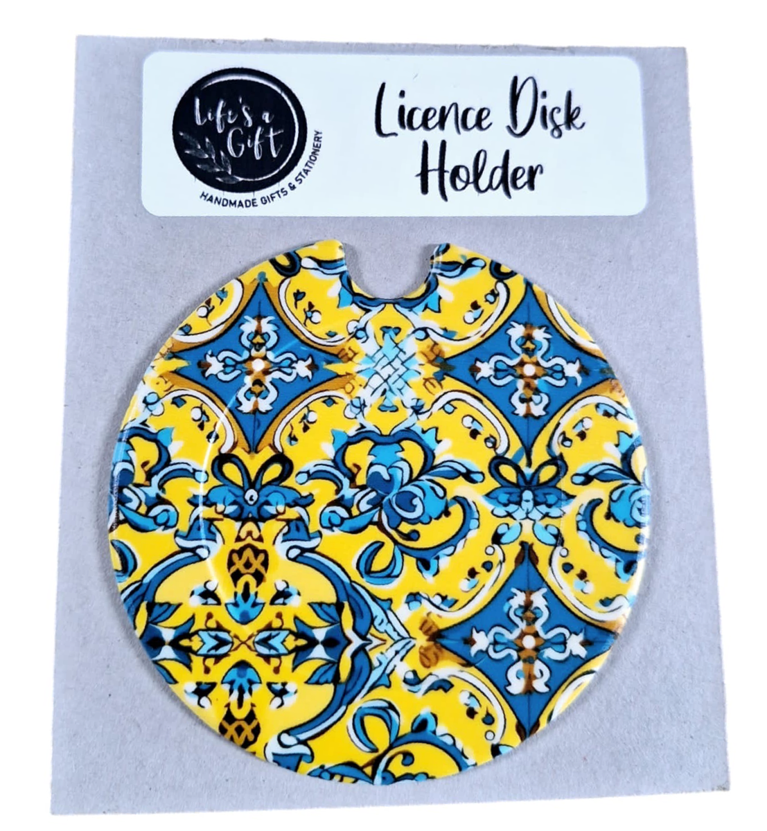 Licence Disk Holder - Bow-tie Yellow & Blue Mandala | Shop Today. Get ...