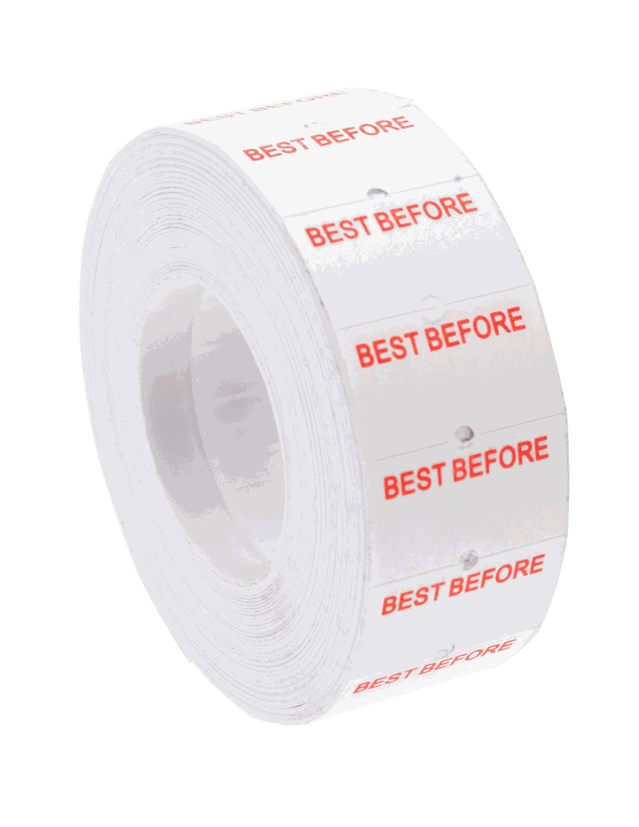 White Best Before Labels - Red Text 20 rolls Per Box | Shop Today. Get ...