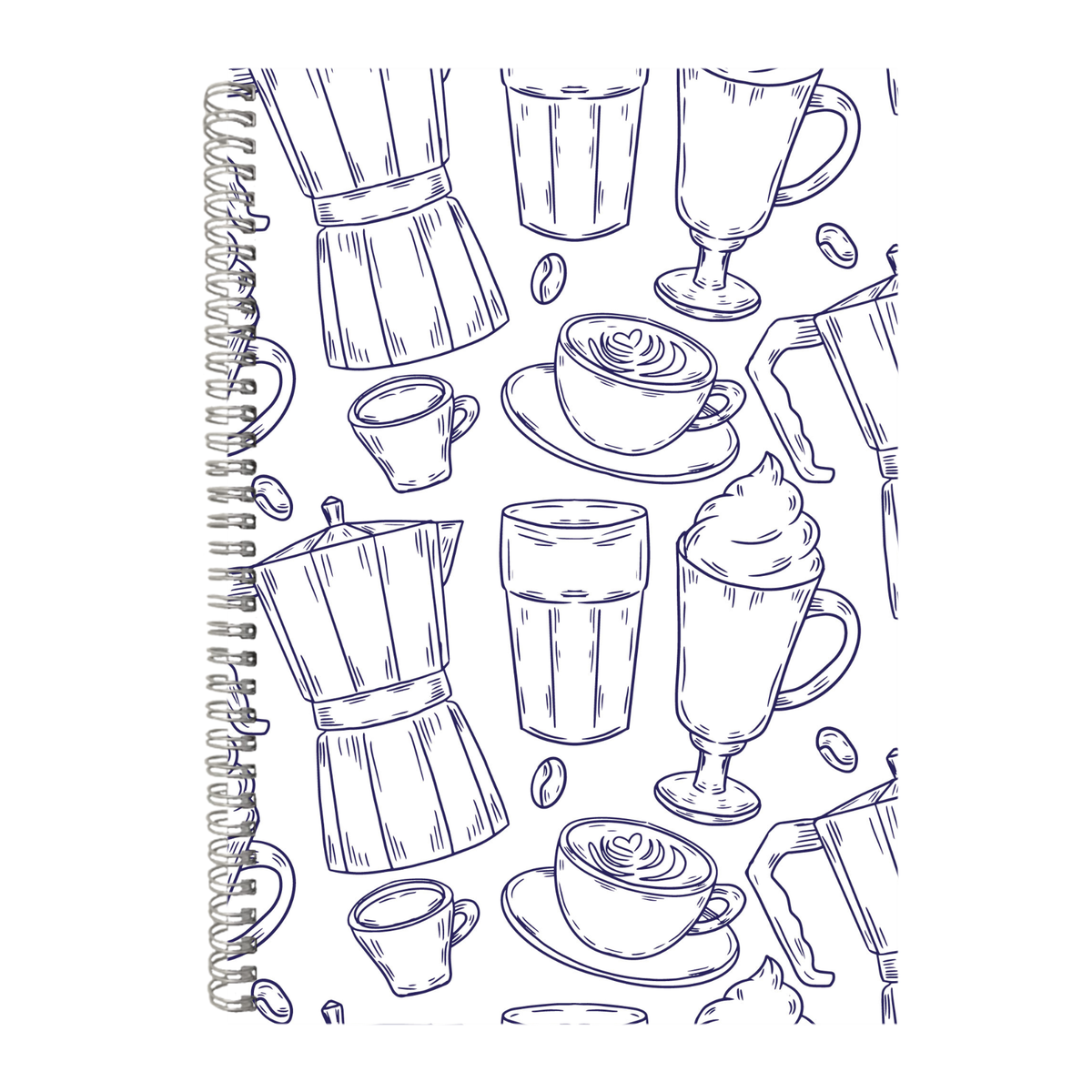 Coffee Drawing Pattern A4 Notebook Pad with Lines Trendy Graphic ...