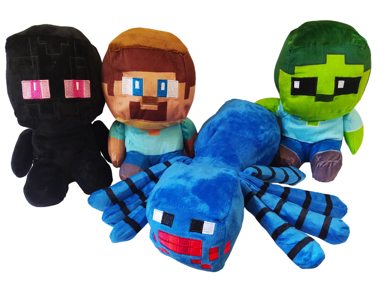Minecraft Characters - Steve, Zombie, Enderman & Spider - Soft Plush ...