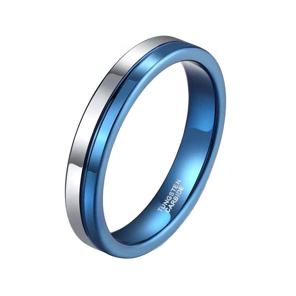 Two Tone Silver And Blue Tungsten Carbide Ring Shop Today Get It