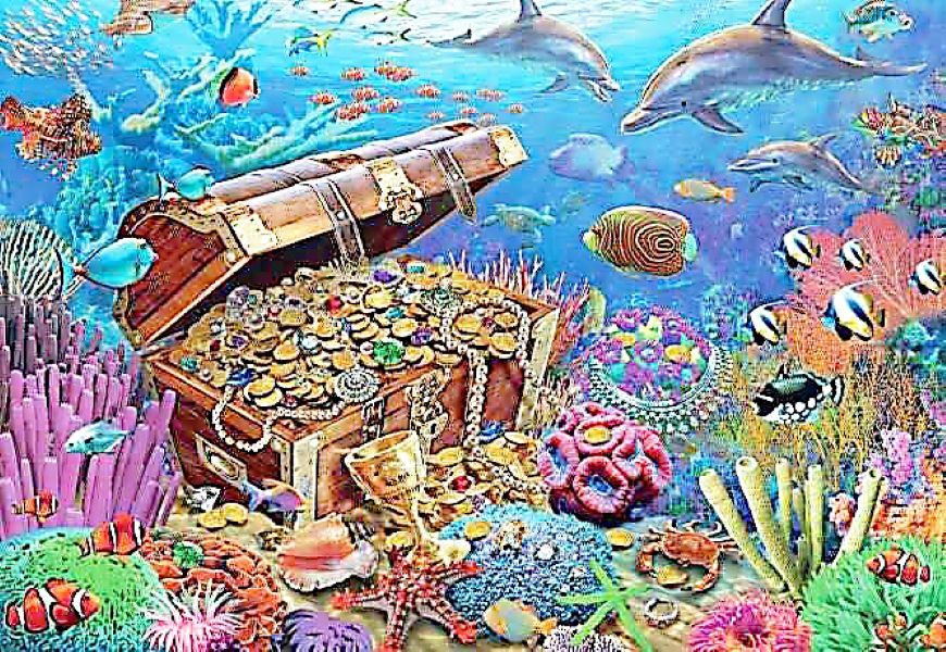 Diamond Painting DIY Kit_ 80cm x 60cm – Treasure Chest Illustration ...