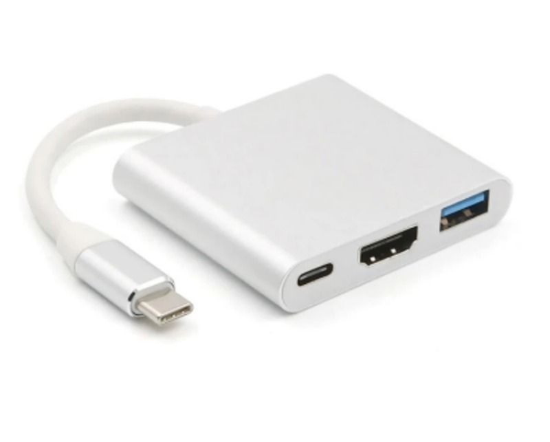 USB 3.1 Type C to USB 3.0 + HDMI + Type C 3 in 1 Charging Adapter - Silver | Shop Today. Get it ...