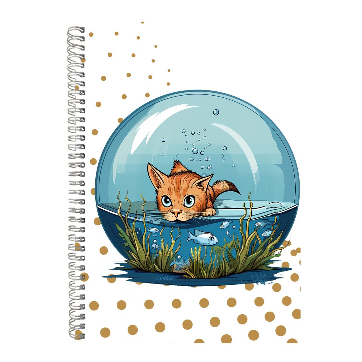 Cat A4 Notebook Spiral Lined Trendy Fishing Lovers Graphic Notepad Gift ...