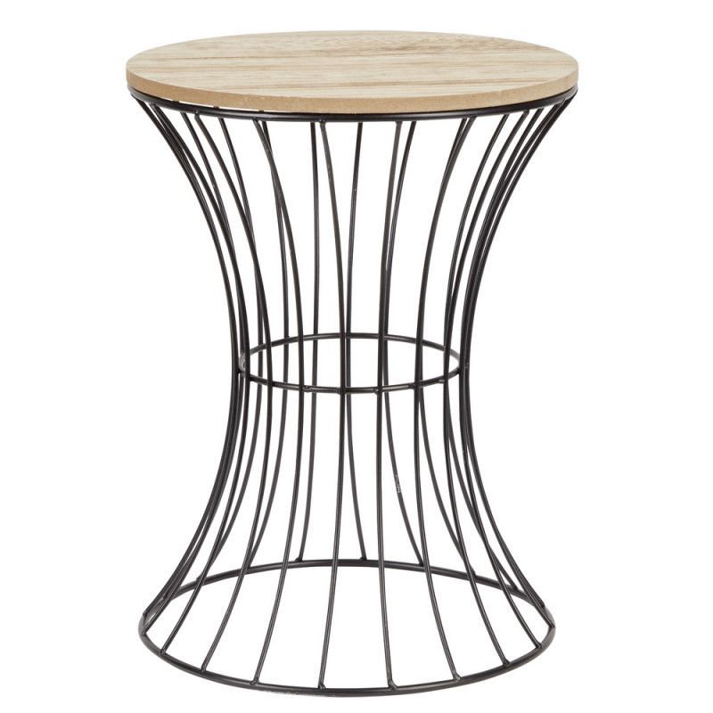 Round Decorative Metal Accent Industrial 36cm Side Table with MDF Top ...