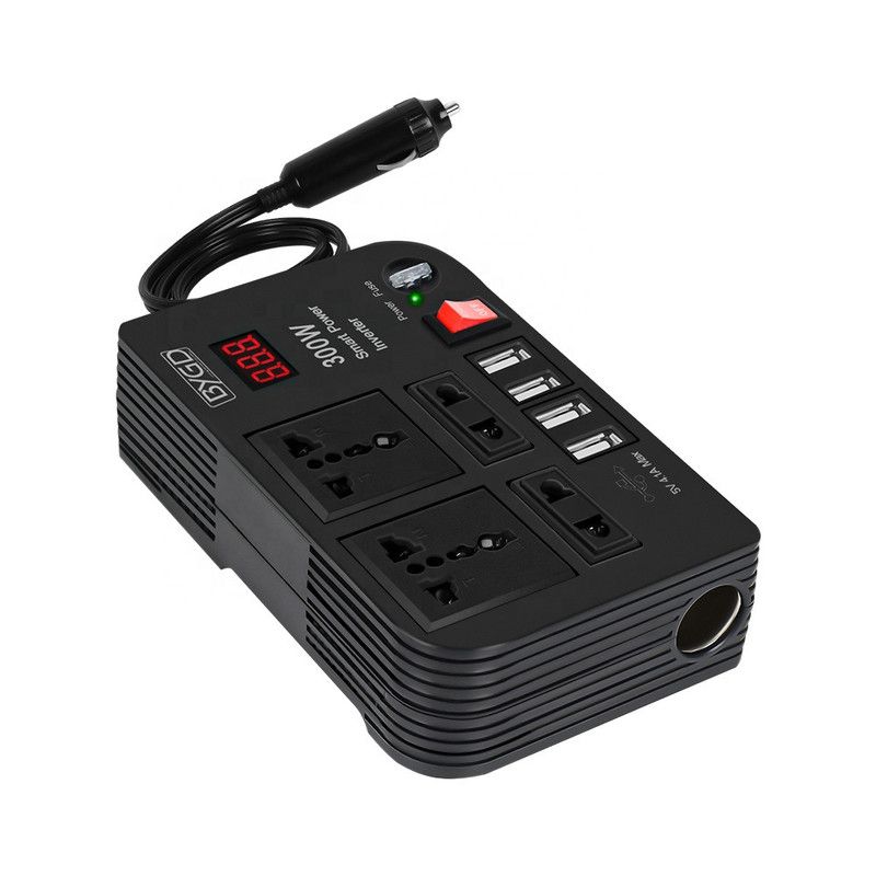 DC 12V to AC 220V Converter Outlets Car Inverter 4 USB Ports 300W Power ...