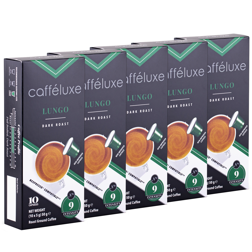 Caffeluxe Lungo Roast Nespresso Compatible Coffee Capsules | 50 Pod ...