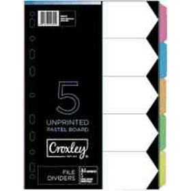 Croxley Board File Dividers Rainbow Bright Plain Tab 10 A4 Div1480 x 2 ...