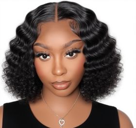 VSP 10In Glueless Wig Water Wave Curly Brazilian 4x4 Lace Closure Bob ...