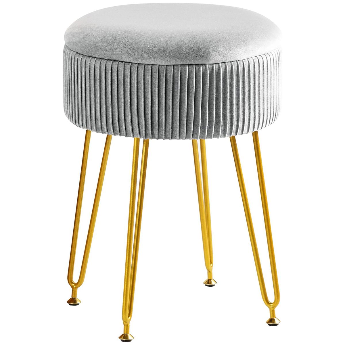 Small size velvet dressing stool chair round storage stool metal stool ...