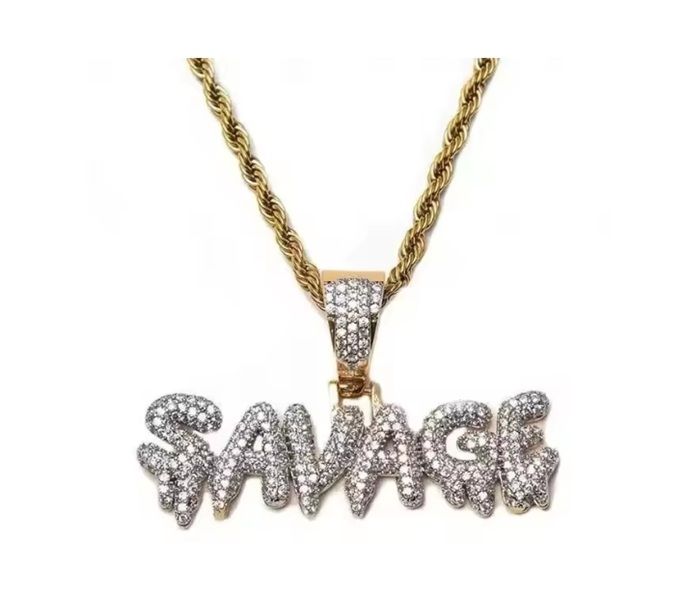 Gold Plated Iced Out SAVAGE Drip Pendant with Chain | Shop Today. Get ...