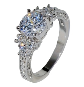 S925 Sterling Silver Pave Set Cubic Zirconia Halo Ring | Shop Today ...