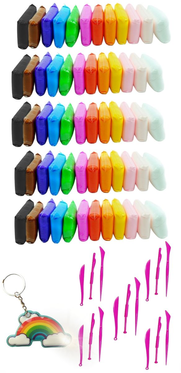 Mega 60 Colour Air Dry Non-Toxic Modeling Clay Play Dough + Cloud Key ...