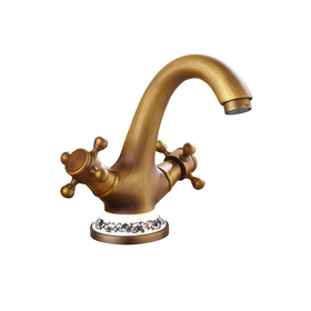 Trendy Taps Premium Deck Mounted Floral and Brass Bathroom Basin Mixer ...