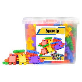 100 Piece Interlocking Square Up Blocks Colorful Building Set Toys for ...
