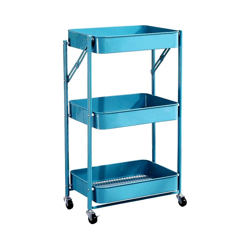 3-Tier Foldable Trolley Storage Cart Organizer Tray - Blue | Shop Today ...