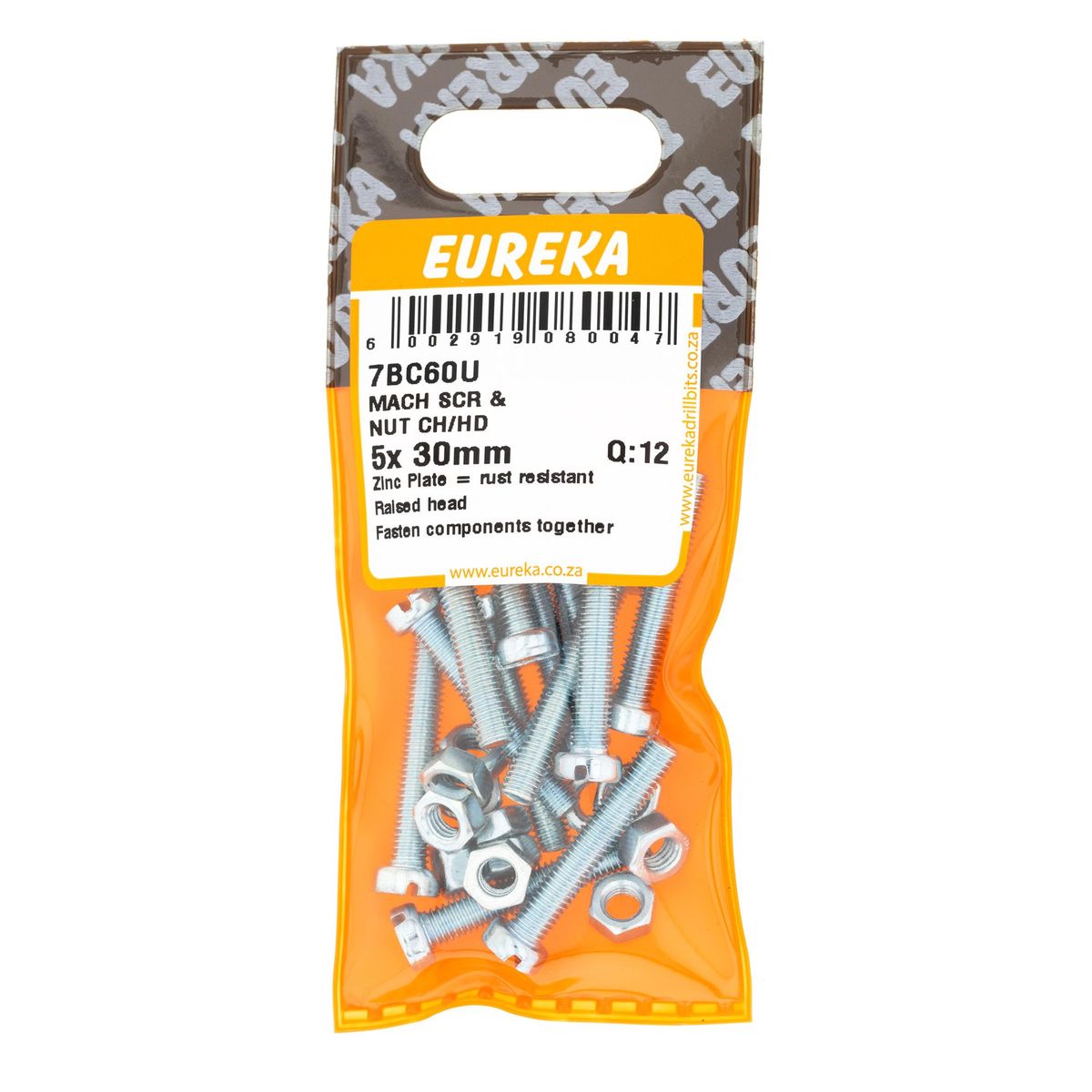 EUREKA Machine Screw & Nut Cheesehead Solid Brass 5 x 30mm Q:12 7BC60U ...