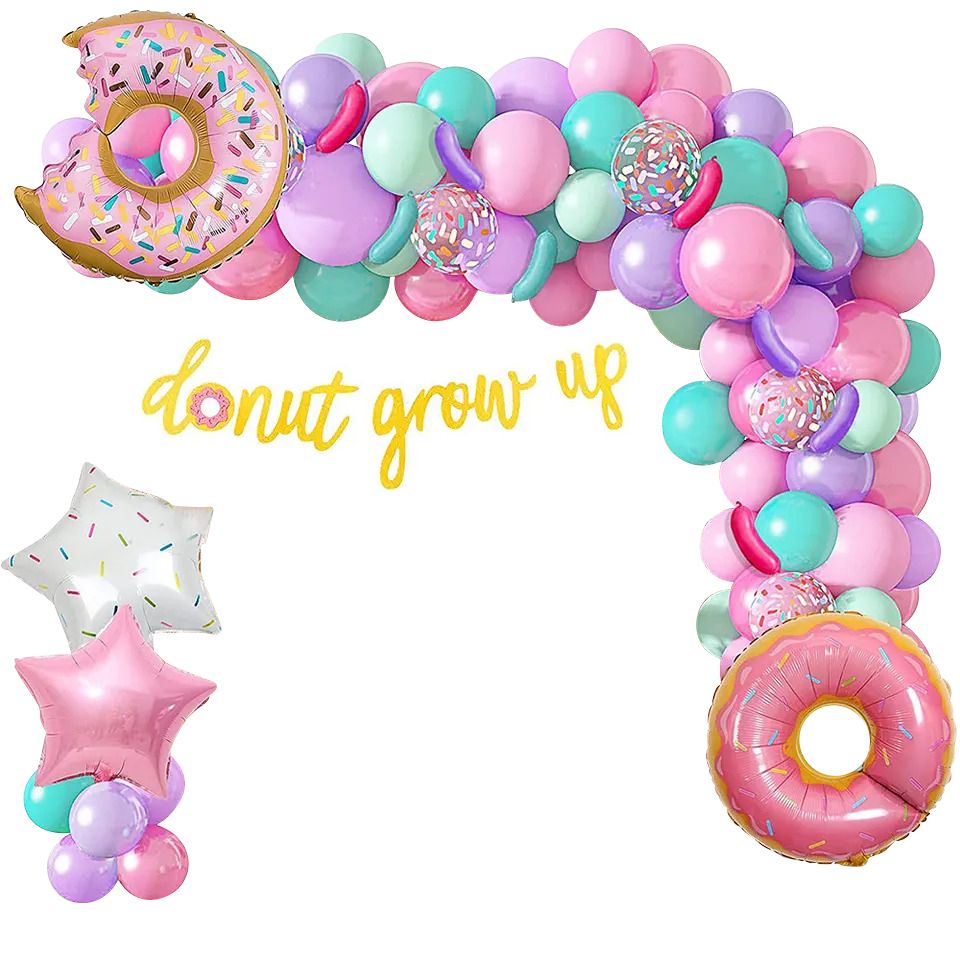 First Birthday Party Balloon Banner DIY Decoration Set - Donut Grow Up ...