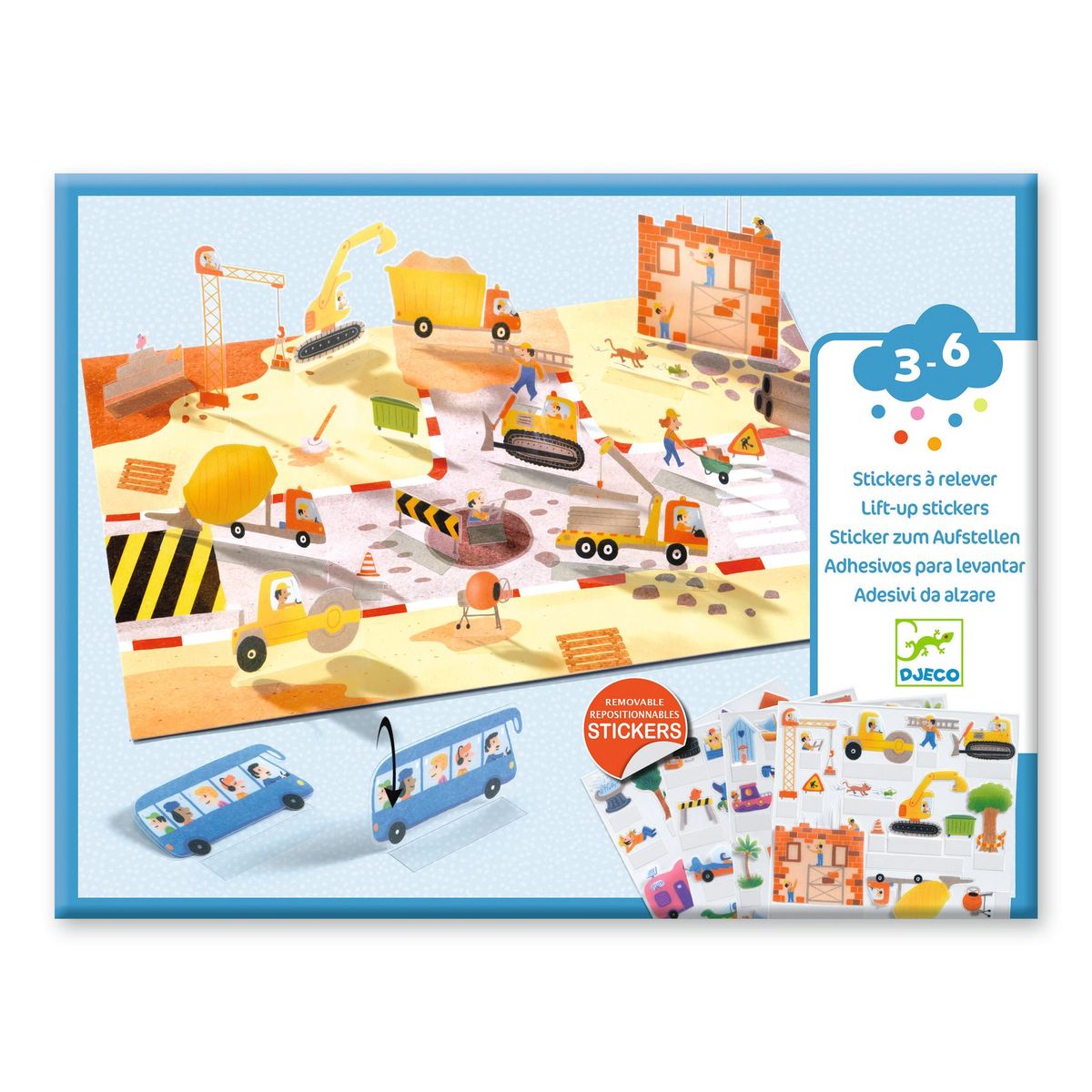 Djeco Reusable Lift-Up Sticker Pack for 3D Story Scenes - Vehicles ...