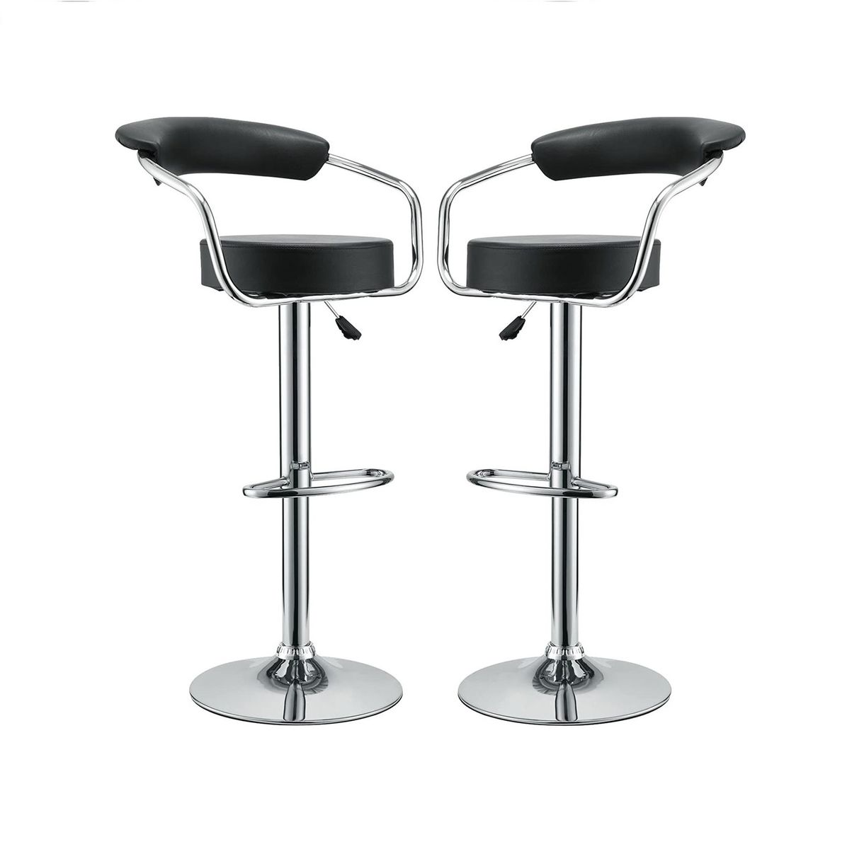 Bar Stools with Arms and Chrome Base - Set of 2 - Black | Shop Today ...