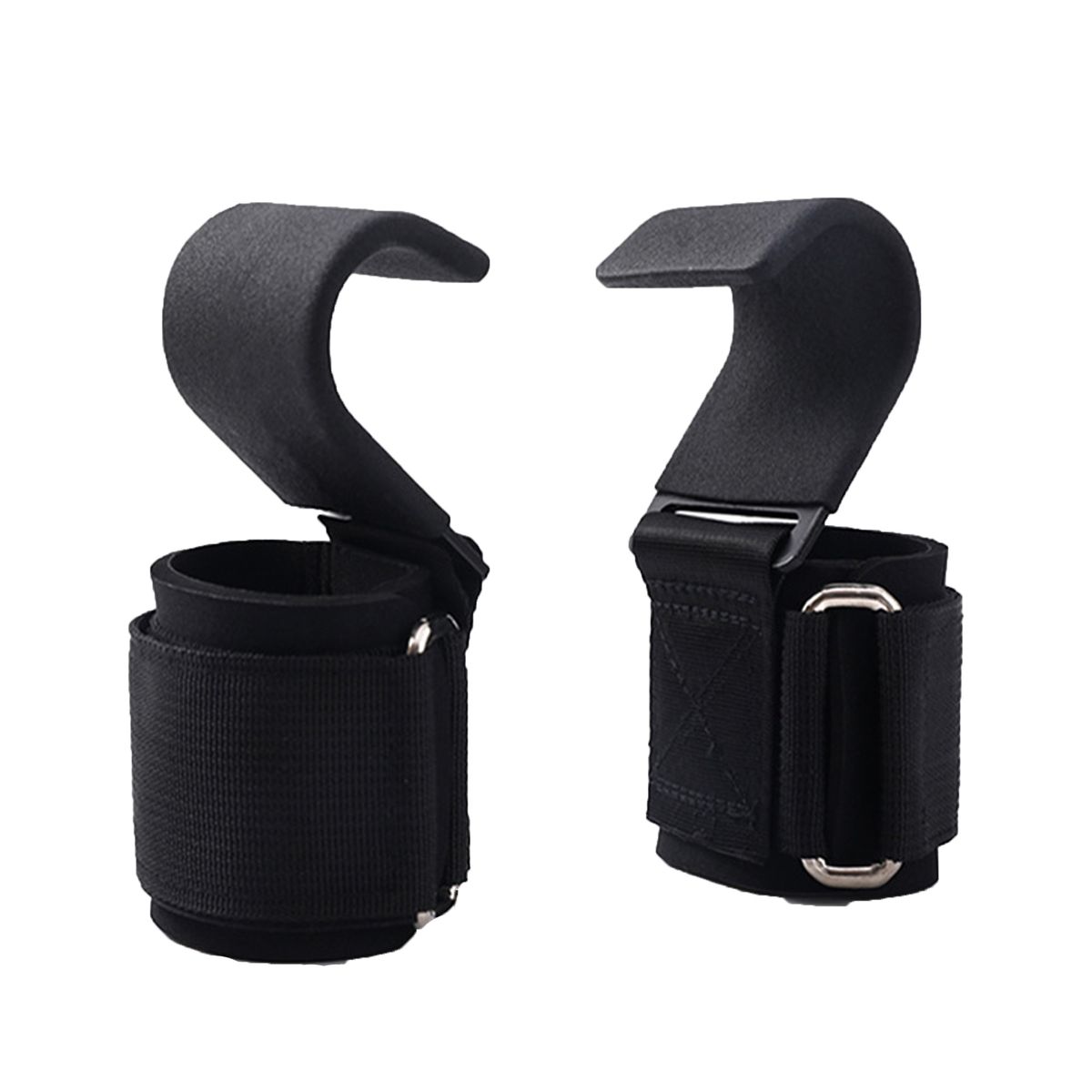 2 Weight Lifting Hooks Wrist Straps Hand Grip Support for Pull Up ...