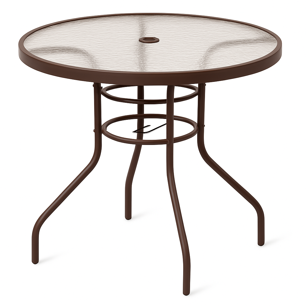80cm Outdoor Dining Table - Round Tempered Glass Patio Table | Shop ...