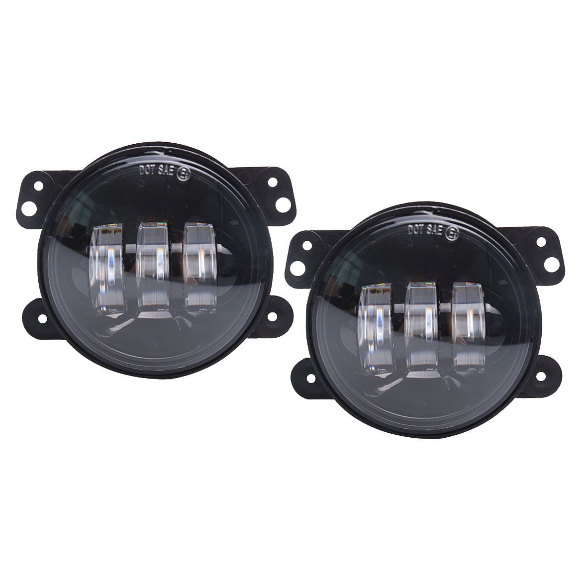 LED360 4" Round Fog Lights with Black Housing Excluding Halo Ring - Set ...