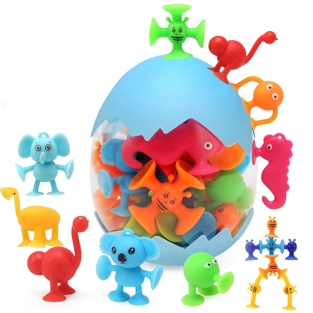 26 Piece Baby Suction Construction Toy Set,Silicone Baby Preschool Toy ...