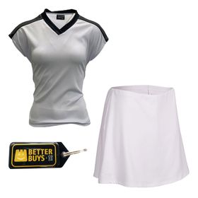 Netball Top/Skirt Kit Set for Women's Team of 10-White/Color Trim ...