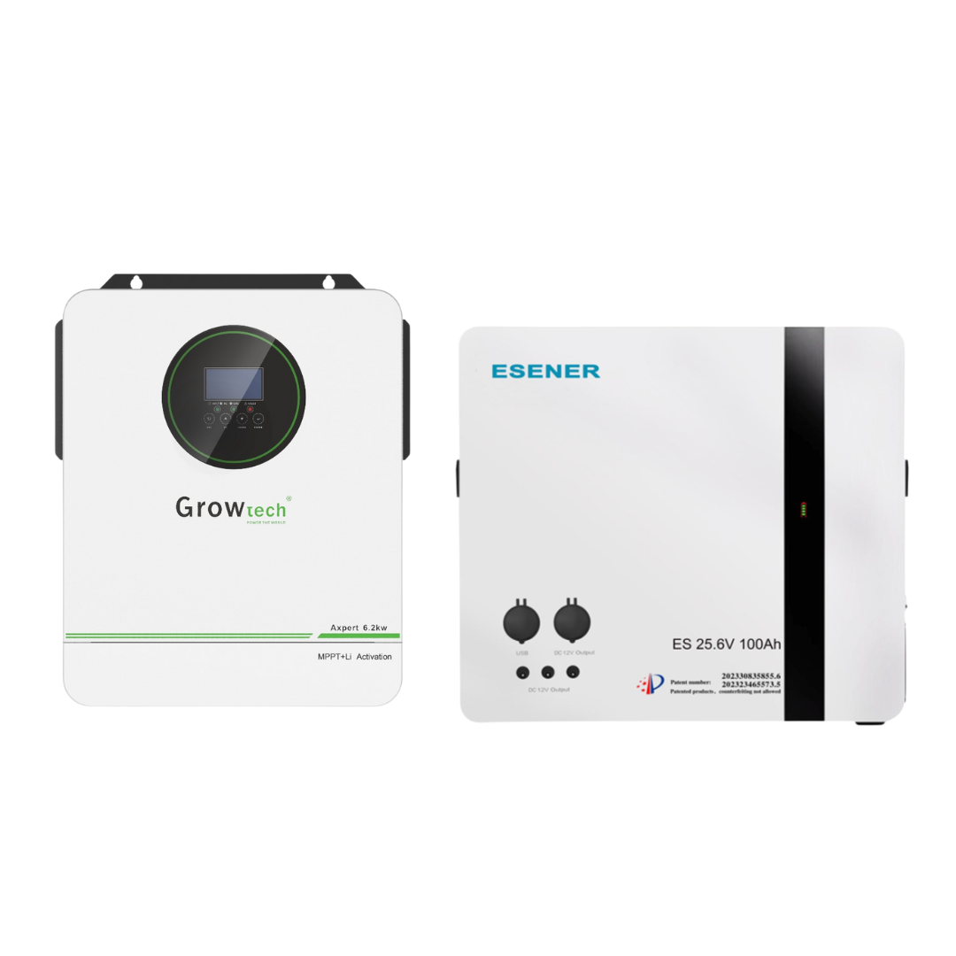 3.6kW Growtech Hybrid Inverter | 2.56kWh Esener Lithium Battery Combo ...
