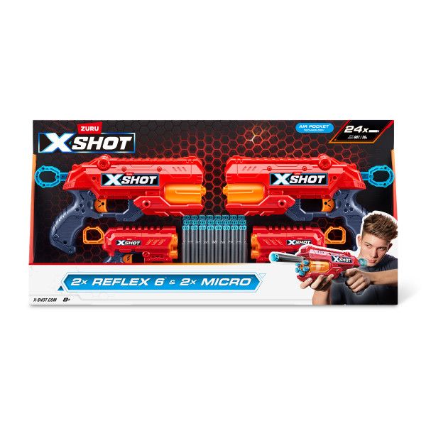 XSHOT Excel Micro 2.0 & Excel Reflex 6 Twin Pack Blaster 24 Darts by ...