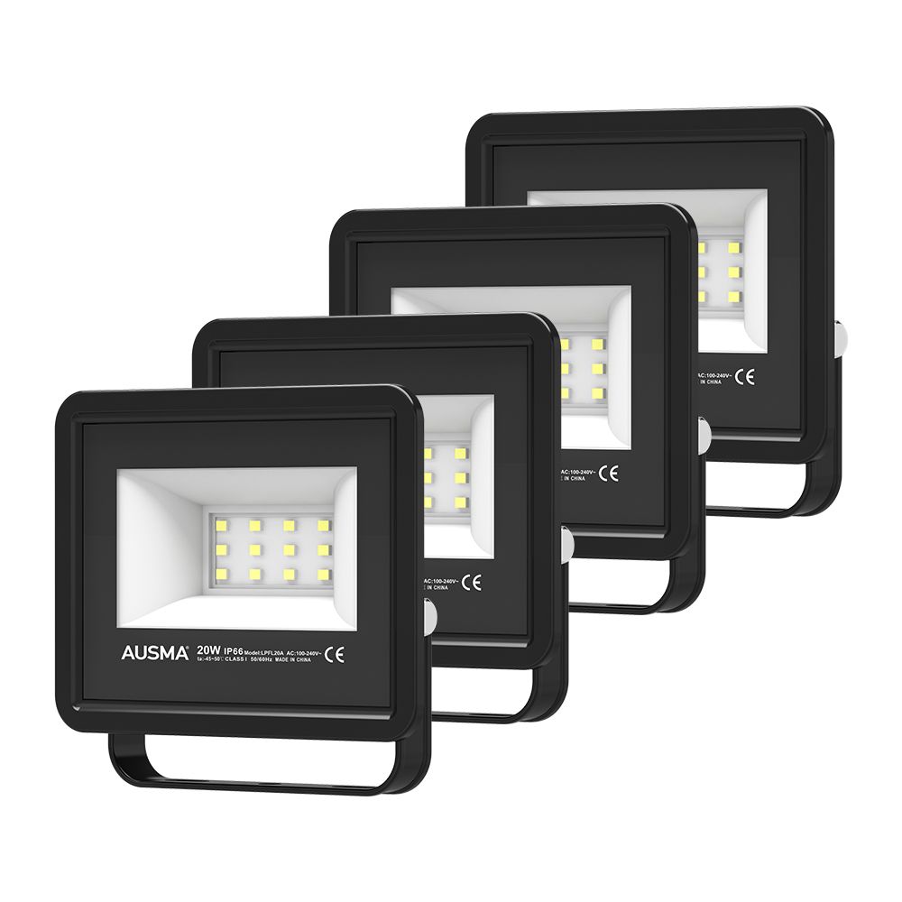 AUSMA 20W LED Floodlight - 4 Pack Security Lights for Outdoor | Shop ...