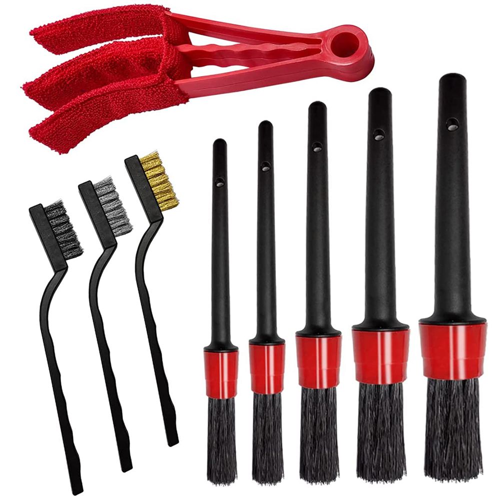 Auto Detailing Brushes Kit for Car Interior Exterior Cleaning - 9 ...