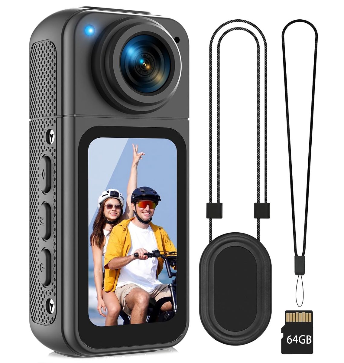 Camera With Audio Video Recording,HD 1520P Body Cam With 180 Rotating ...